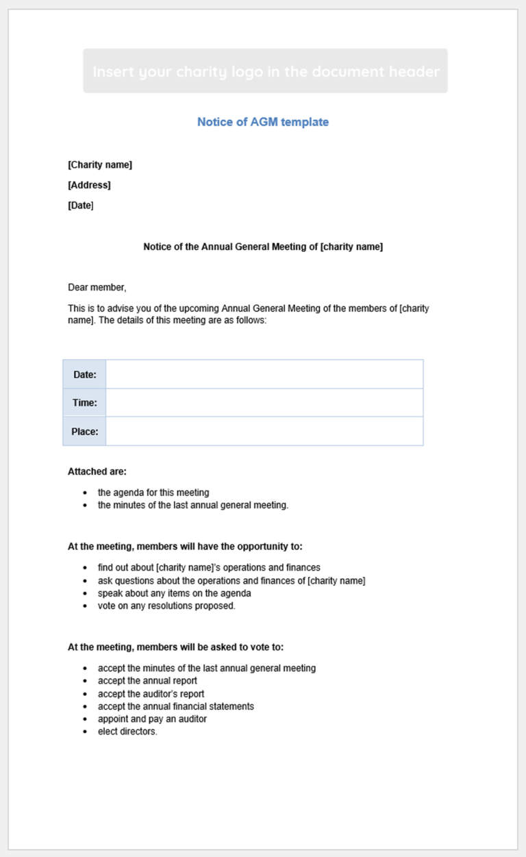 Annual General Meeting Templates for Charities in Australia - Vero Voting